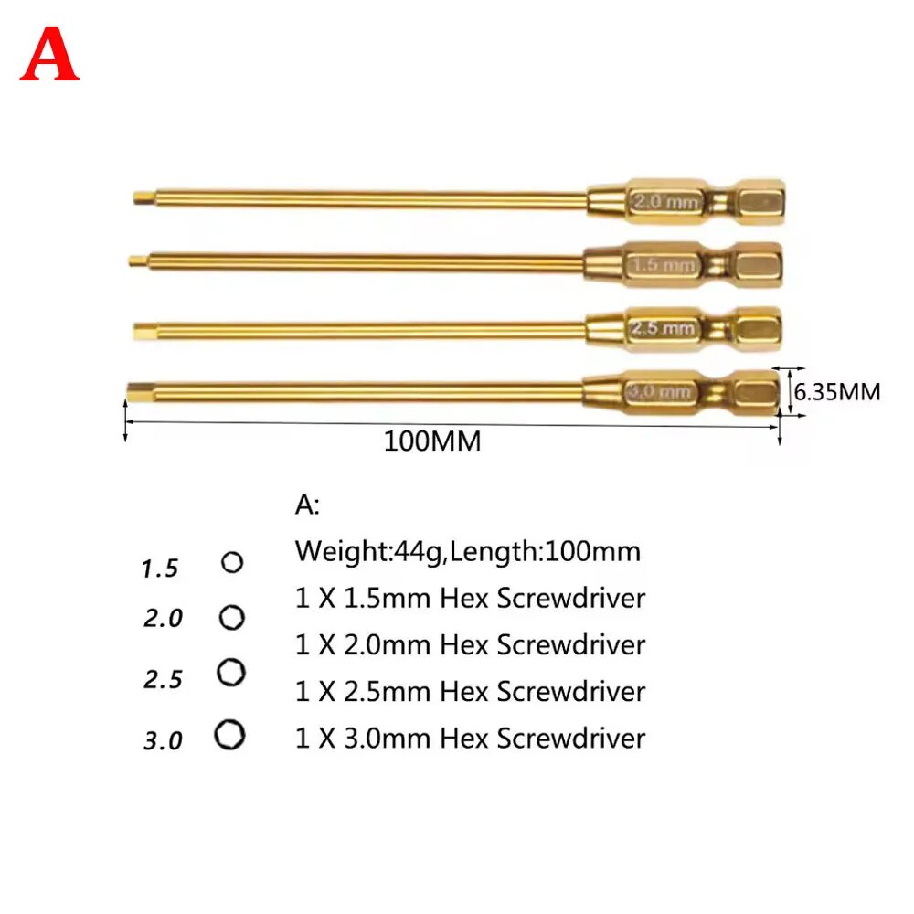 Набор шестигранных ключей HawkSpeed 4-в-1 1,5/2,0/2,5/3,0 мм 4PCS A