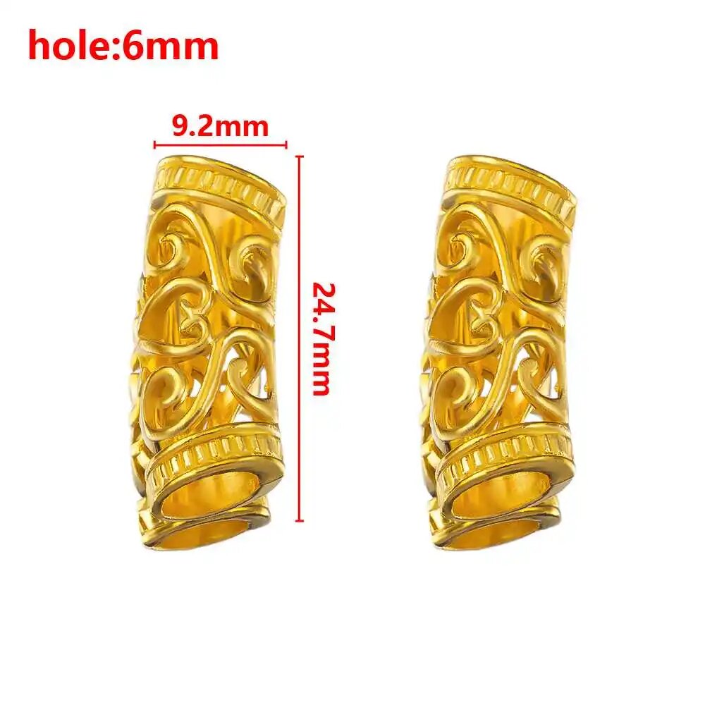 Металлические трубки для волос BERICHHA 9x25 мм 5/10 шт. 10pcs, Gold Color