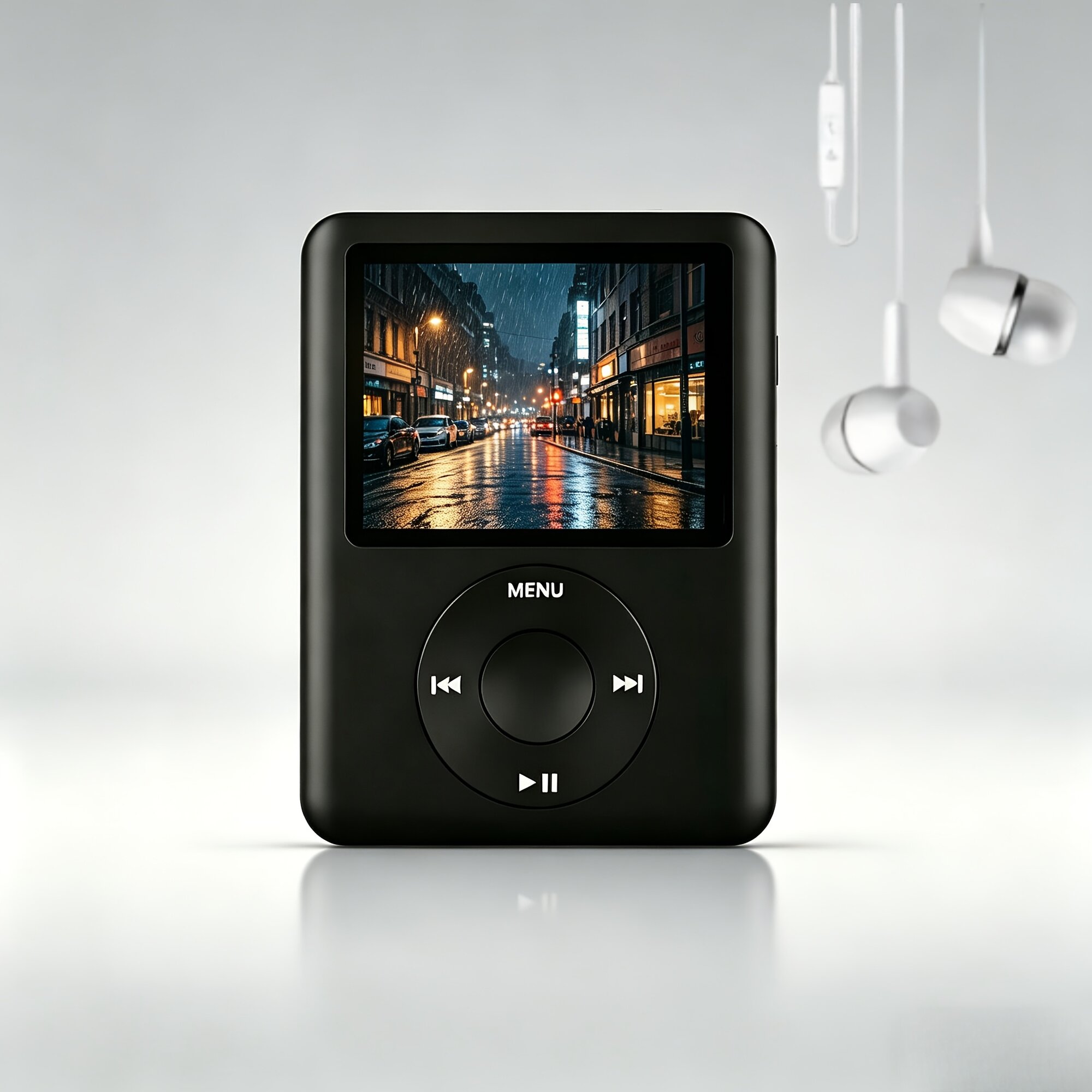 Портативный MP3-плеер черный, воспроизведение музыки и видео, поддержка чтения файлов, совместимость с проводными наушниками 3.5 мм, для активного отдыха и велоспорта, без карты памяти в комплекте