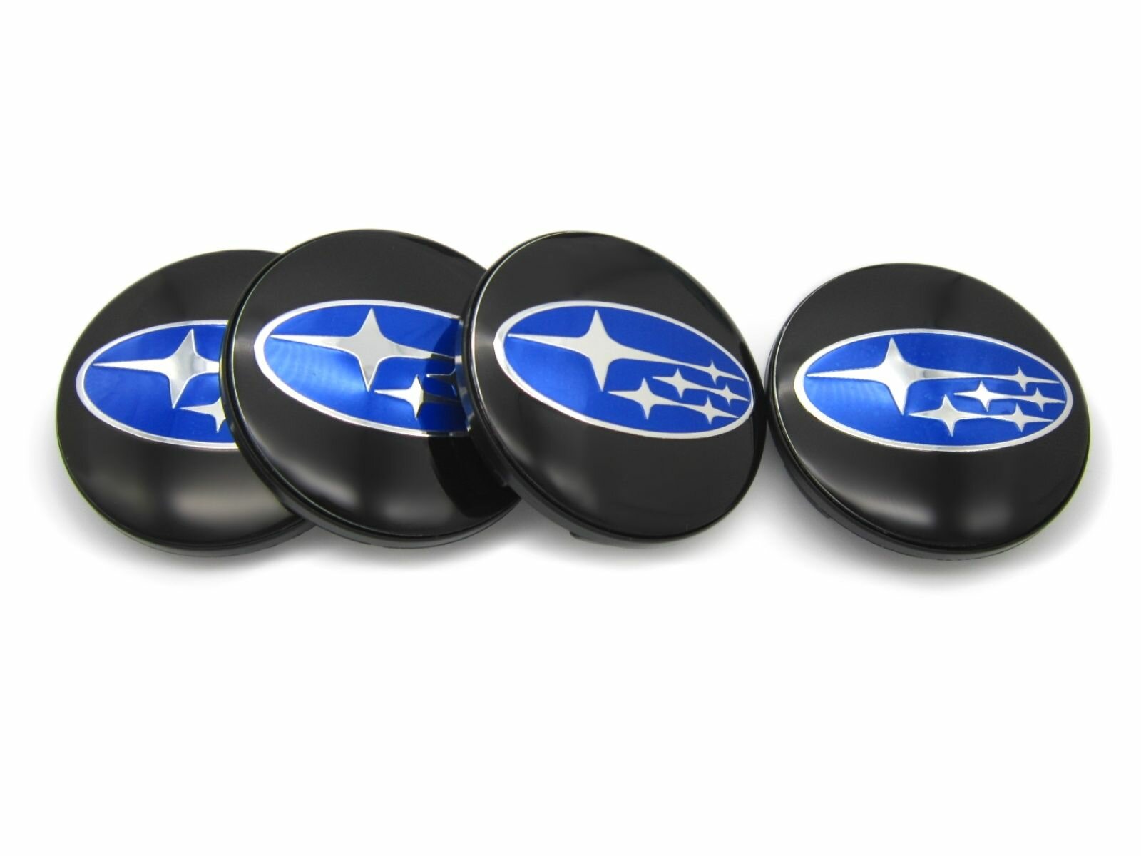 Колпачки, заглушки на литые диски КиК Subaru black 62/55/10 мм, комплект 4 шт.