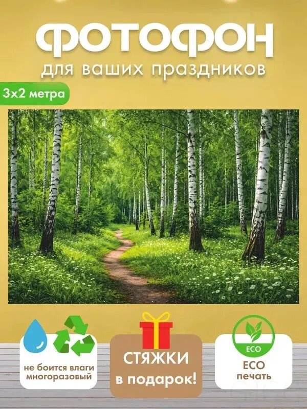 Баннер для праздника "Березовый лес", 300 см х 200 см