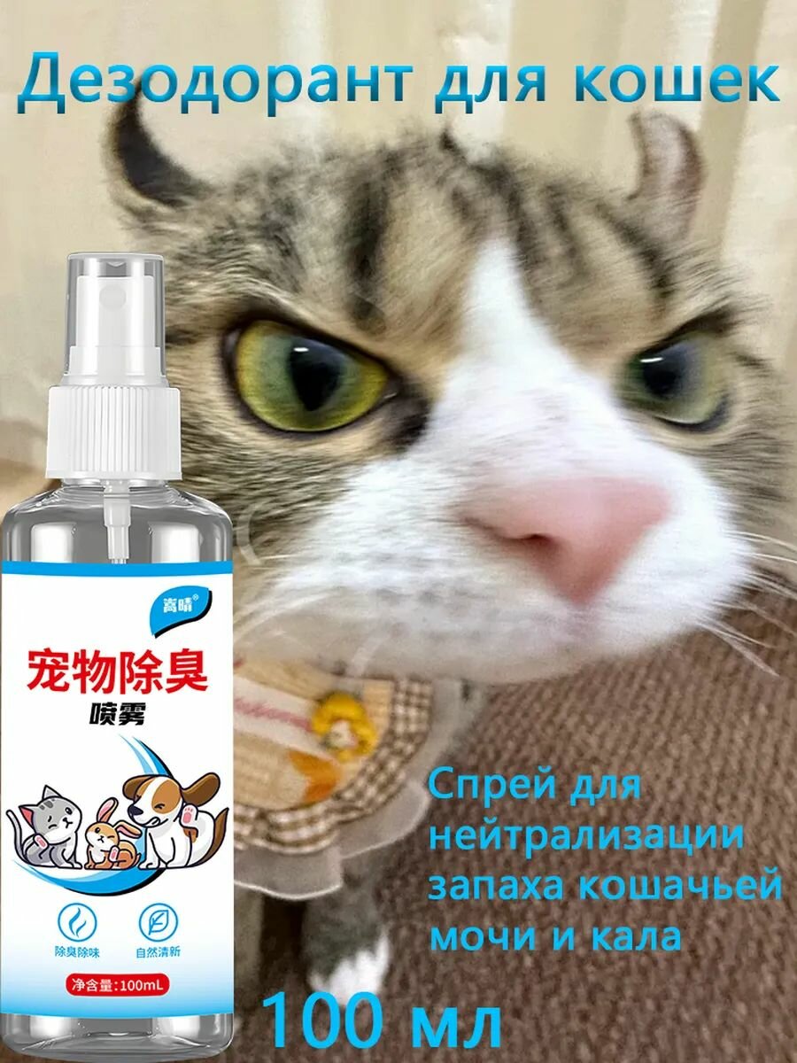 Спрей-нейтрализатор запаха мочи и фекалий кошек, 100 мл. Устраняет запах, а не маскирует. Для лотка, ковров, мебели. Биоразлагаемый состав. Быстрый эффект.