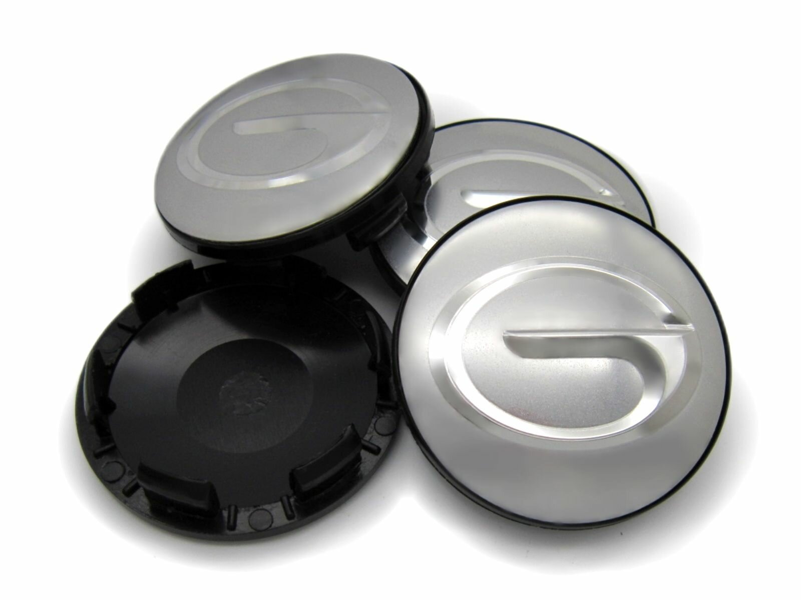 Колпачки заглушки на литые диски КиК GAC silver 62/55/10, комплект 4 шт.