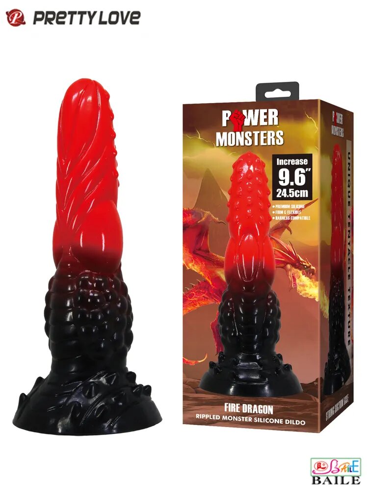 Baile Pretty Love Power Monsters Силиконовый фаллоимитатор Fire Dragon (24.5 см х 5.5 см)