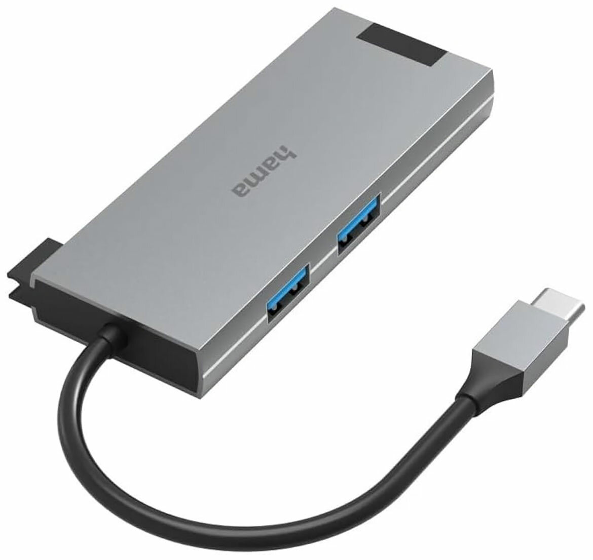 USB-C разветвитель Hama 5 портов, 2x USB-A USB-C HDMI LAN/Ethernet, серый (200109)