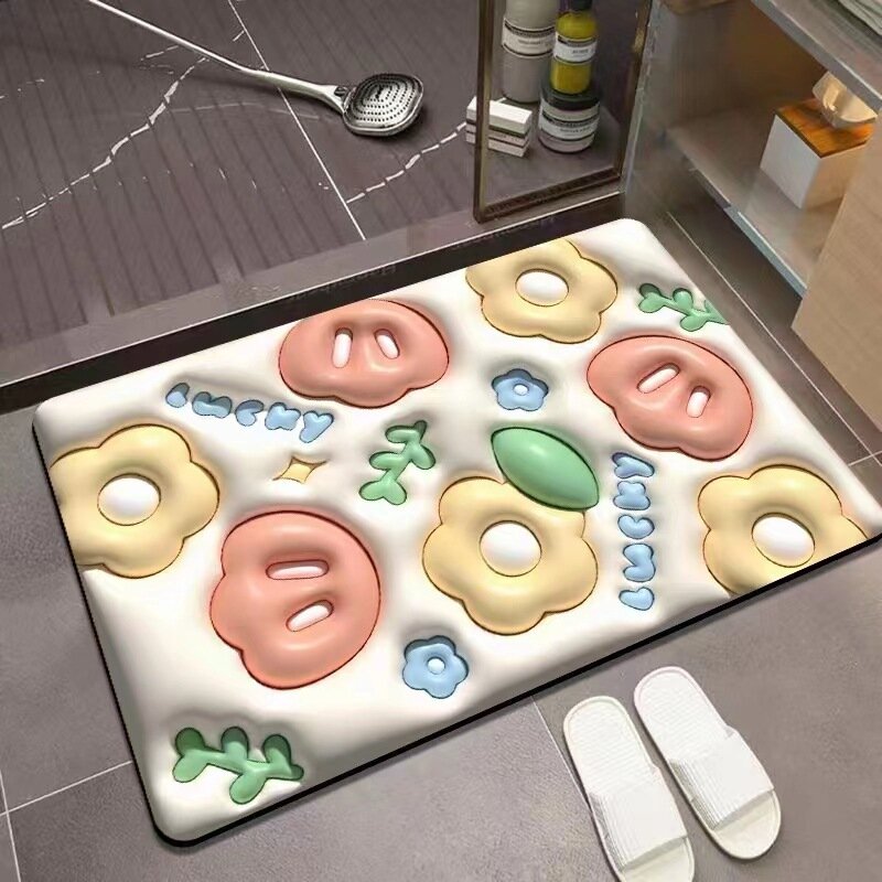 3D цветочный резиновый коврик для пола, анти-скользящий, 40x60 см, аксессуар для ванной и туалета