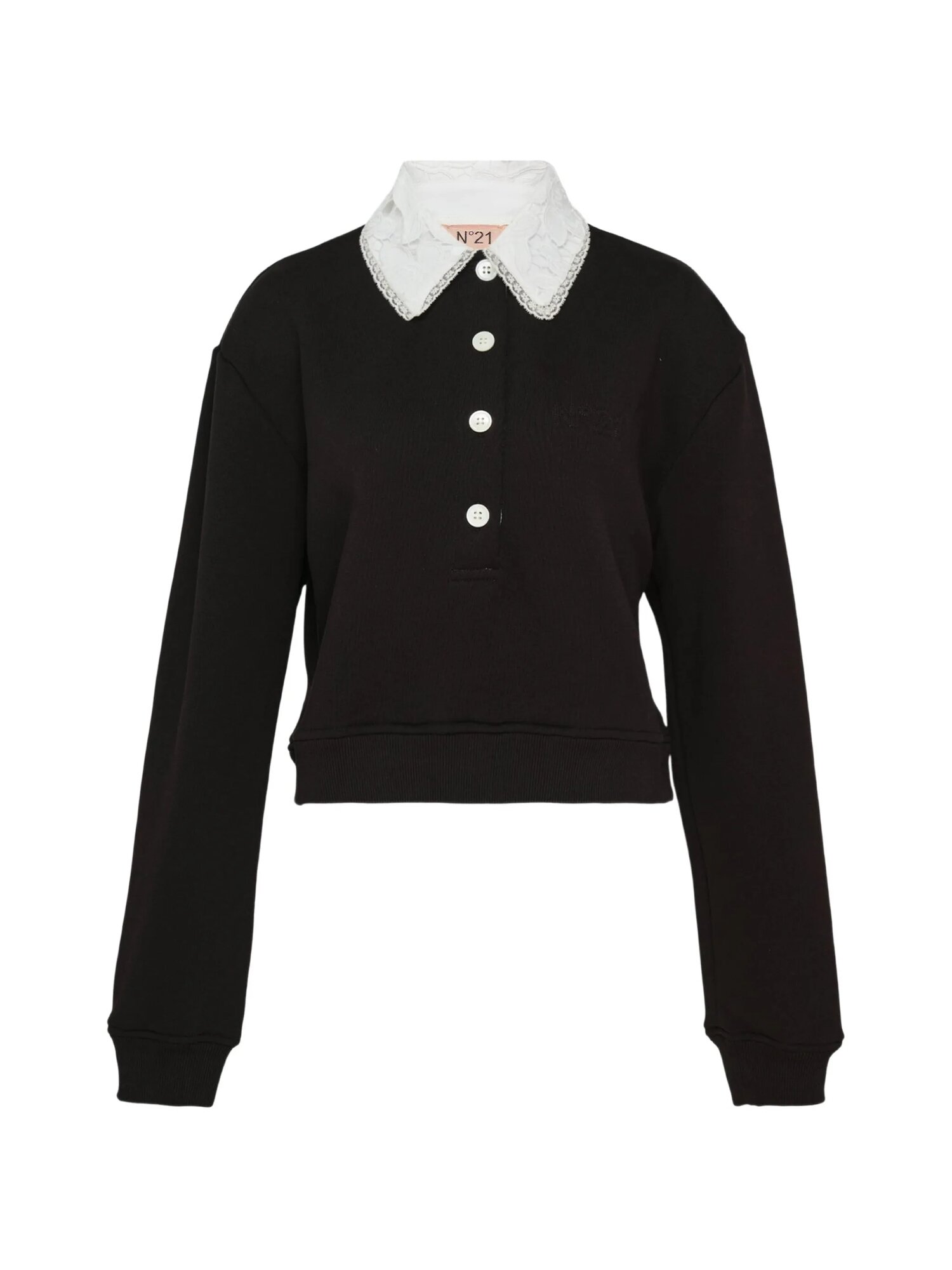 Толстовка N° 21 Lace-collar button-up sweatshirt
