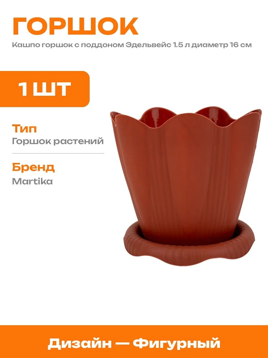 Горшок пластиковый для рассады 1.5 л с поддоном 16 см