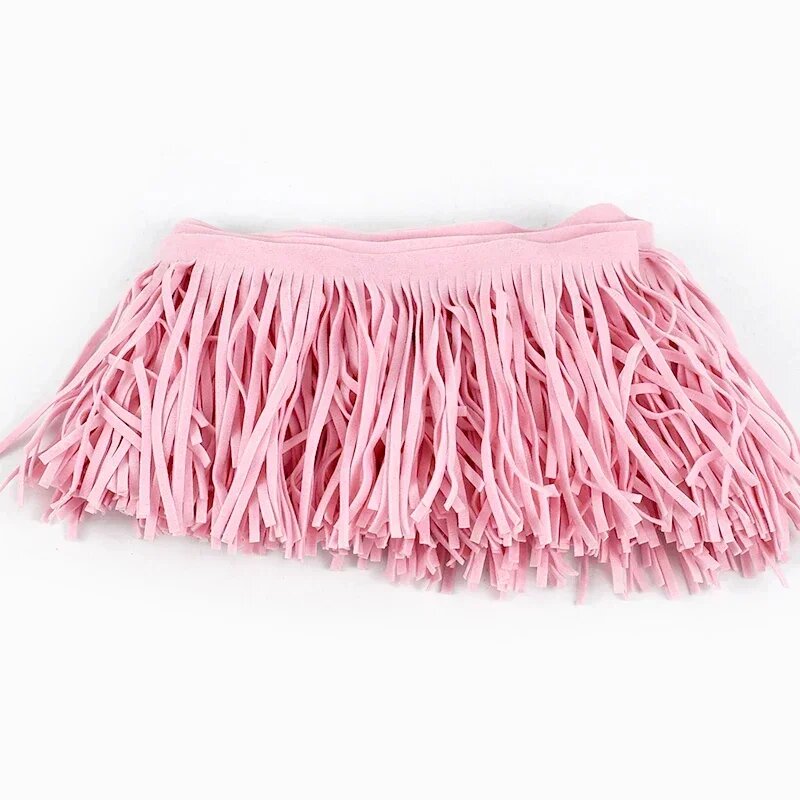 Розовая бахрома из искусственной кожи 2 метра, TF005-Pink65