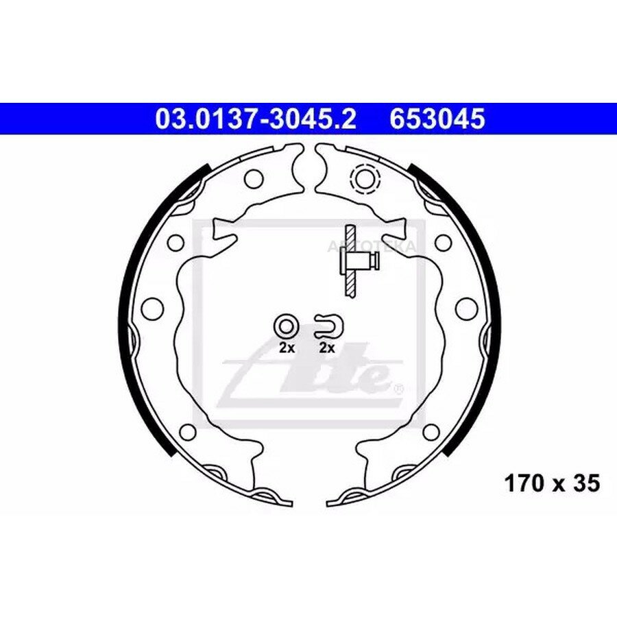 Колодки тормозн. барабан.[170х35] ATE 03013730452 SUBARU Forester 13->/Impreza 12->/XV 12->