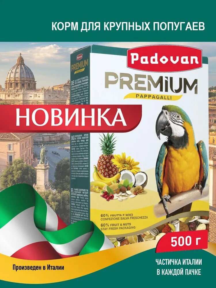 Комплексный корм для крупных попугаев Padovan Premium pappagalli 500г