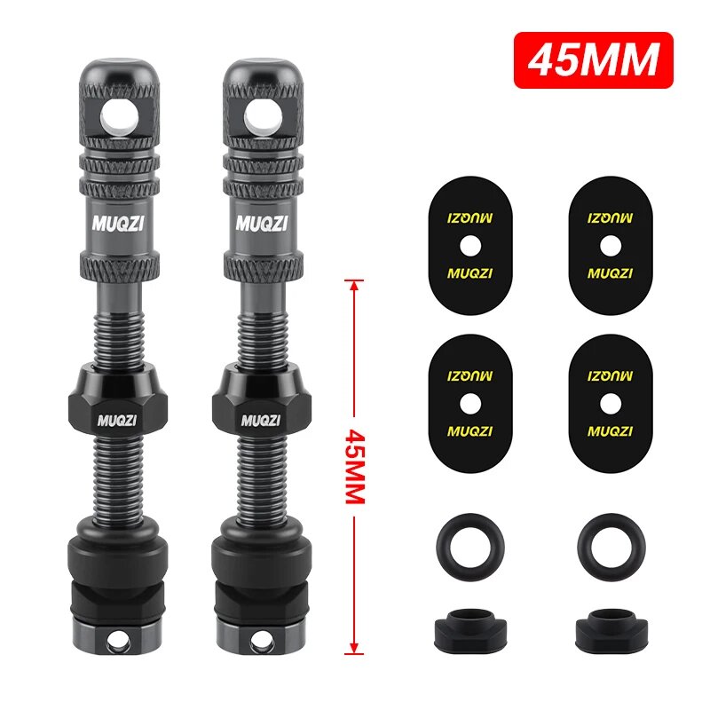 MUQZI Бескамерные клапаны Presta 45/55/65 мм Черный, 45mm Titanium