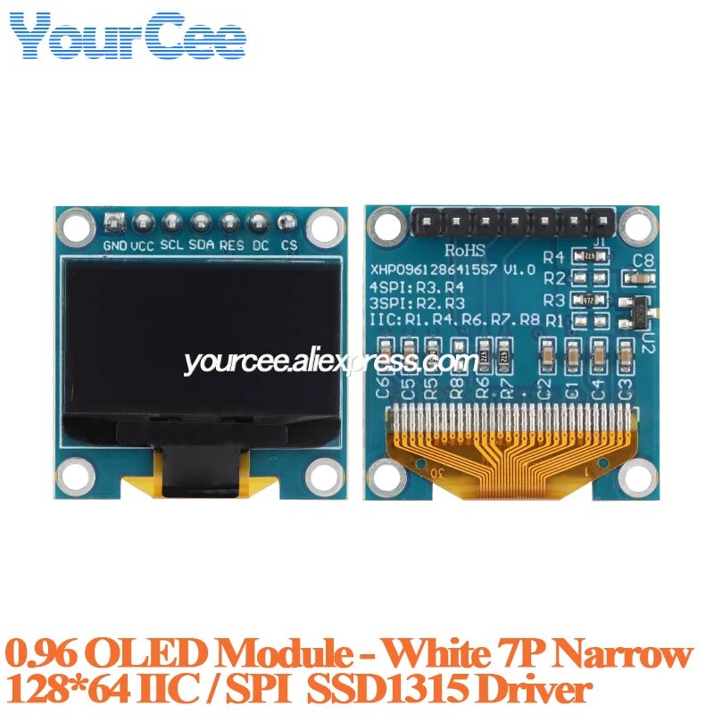 OLED-дисплей 0.96" White 7P 128x64 SPI/IIC