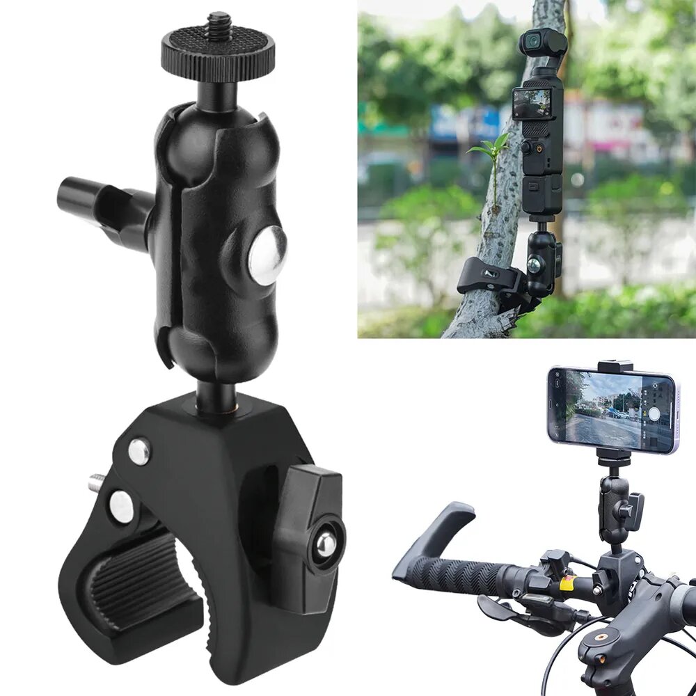 Велокрепление для DJI OSMO Pocket 3: алюминиевый зажим, поворот на 360