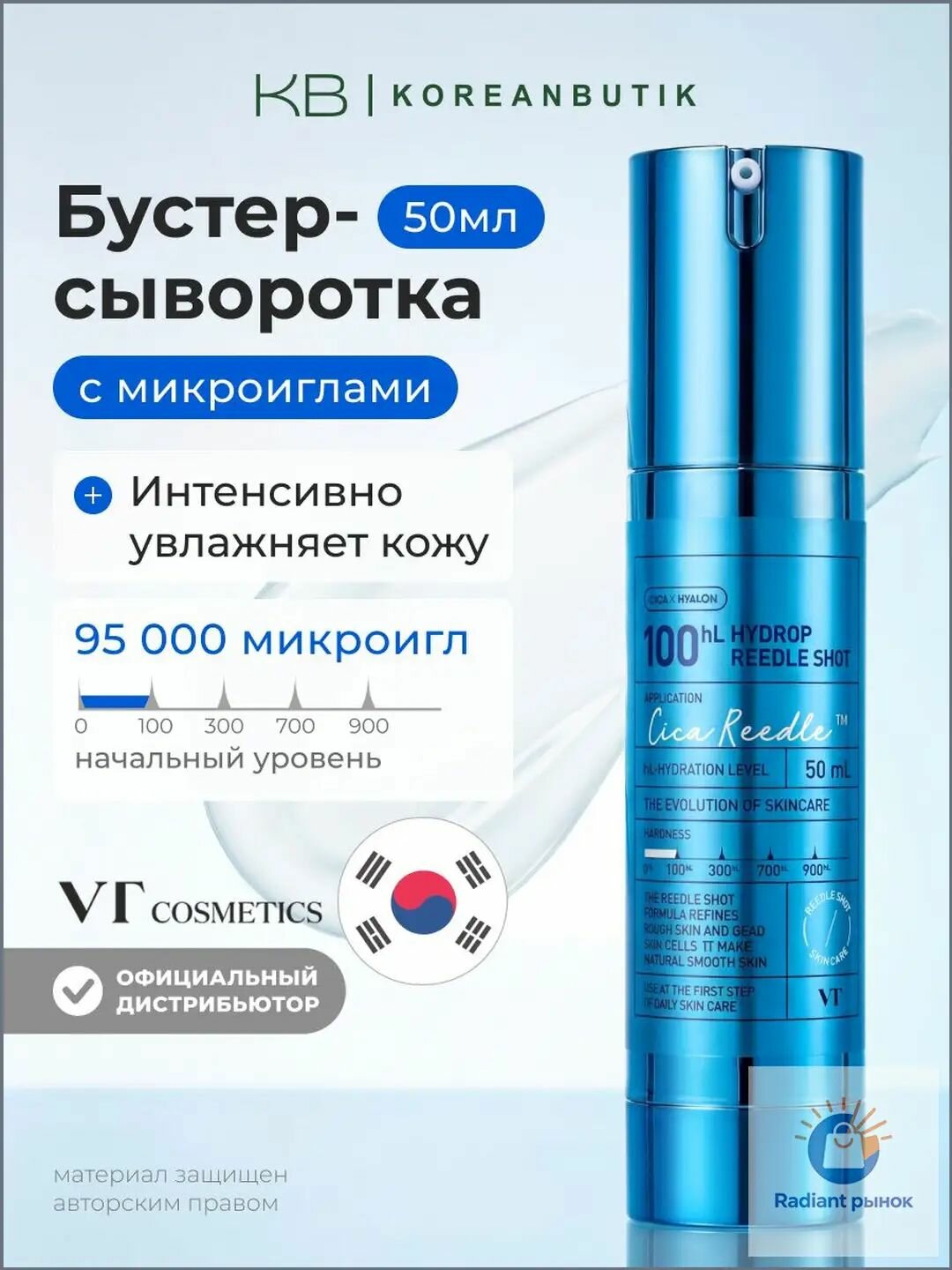 Бустер сыворотка с микроиглами Hydrop Reedle Shot 100, 50 мл