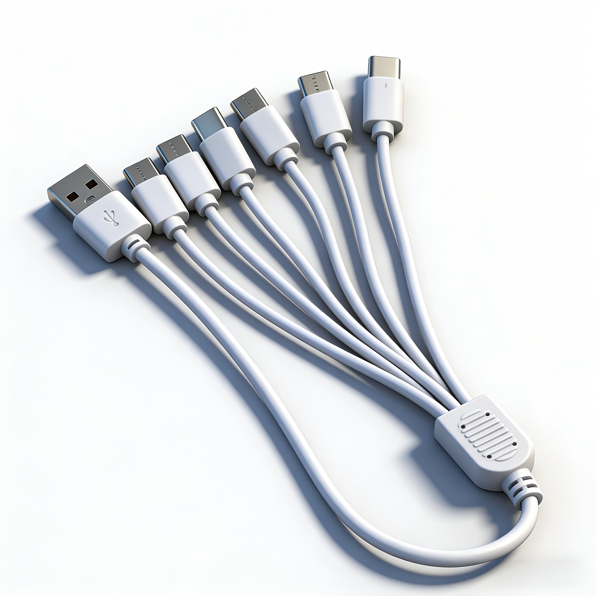 6-в-1 выдвижной многофункциональный USB-кабель быстрой зарядки и передачи данных, совместимый с Micro/Type C для iPhone, Android, Galaxy и планшетов, белый