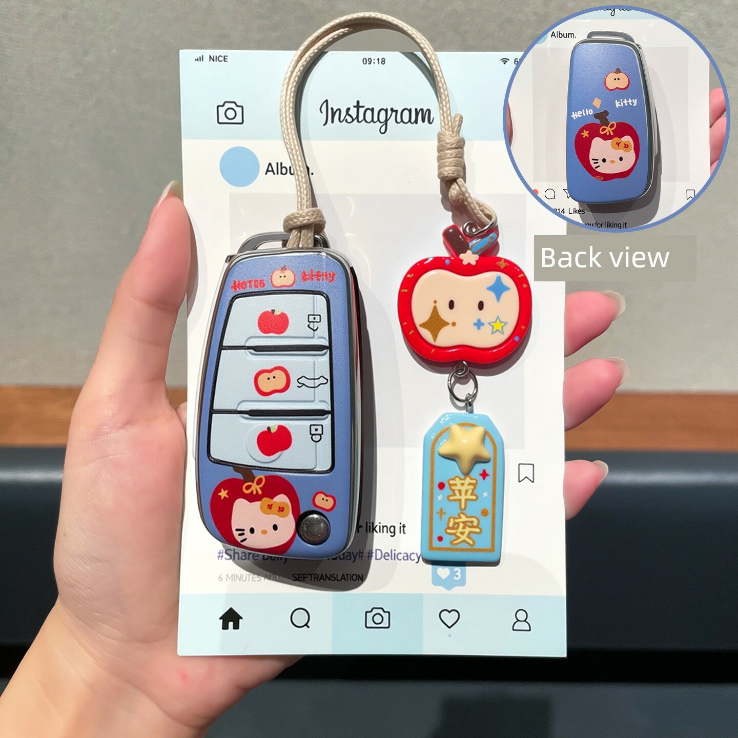 Держатель для ключа Audi с дизайном Apple KT Cat и аксессуарами в виде яблочной омамори