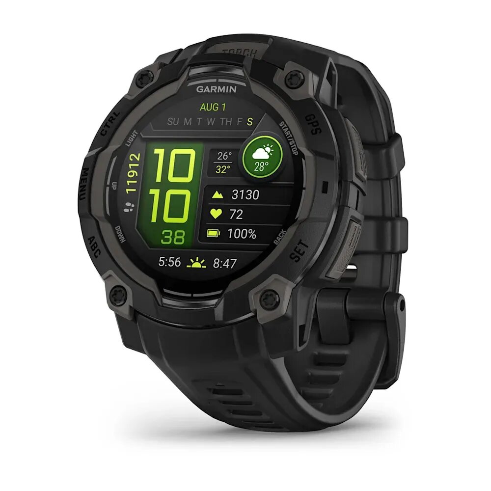 Смарт-часы Garmin Instinct 3 45 mm, Amoled, черный, черный силиконовый ремешок (010-02936-00)