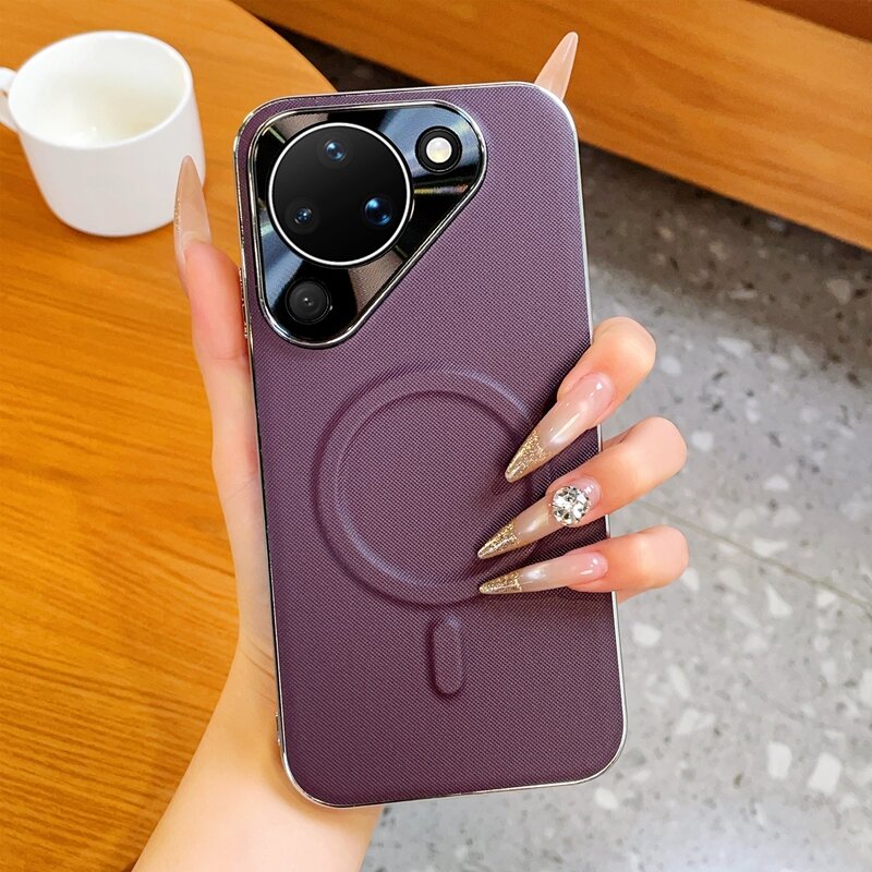 Чехол для Huawei Pura 90 / Хуавей Пура 90, soft touch, чехол-кардиомонитор, искусственная кожа, поликарбонат (PC), защита камеры, ударопрочный, усиленные углы, Huawei, Huawei Pura 90 , purple,