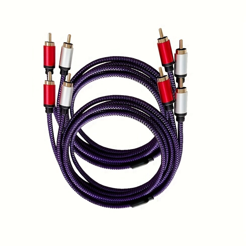 Аудиокабель 2RCA M/M стерео 2 шт по 0.5 м, с позолотой 24K, медный сердечник, левый/правый