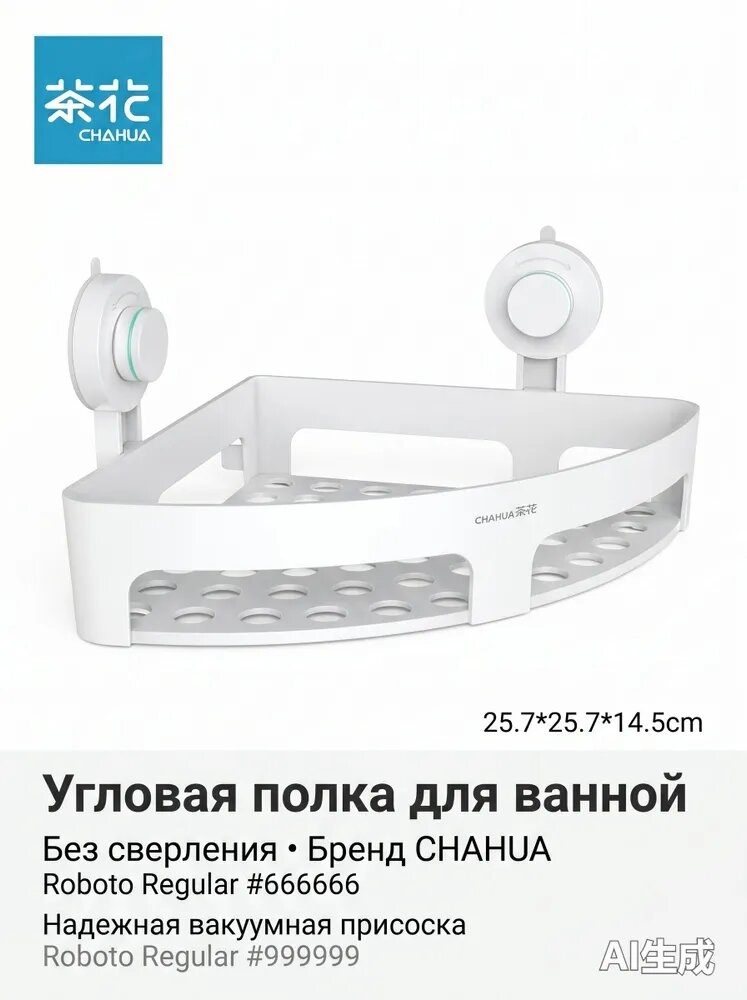 Полка для ванной На рейлинг Прямая, 25.7х25.7х14.5 см, 1 шт.