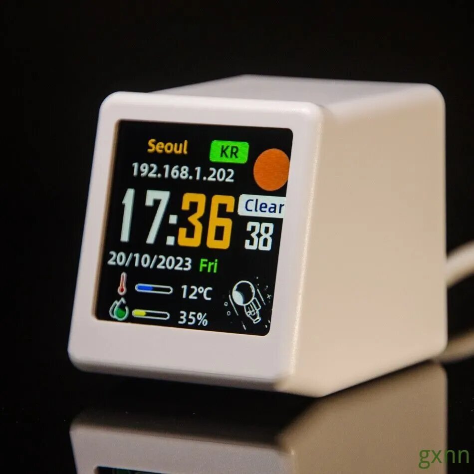Часы-голографическая метеостанция GeekMagic Mini WiFi Crystal Cube, Креативный подарок с альбомом GIF-анимации, обратным отсчетом и погодой