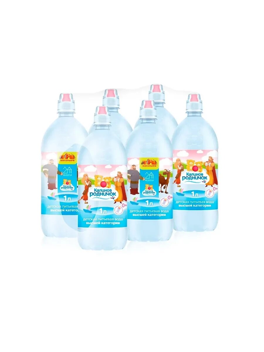 Калинов Родничок Вода без газа детская Спорт, ПЭТ, 1 л, 6 шт