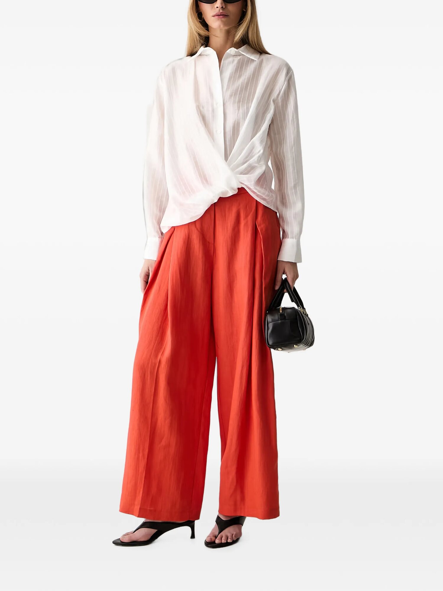 Блуза VICOLO Striped twist-front blouse, размер 44, бежевый/белый — фото 1