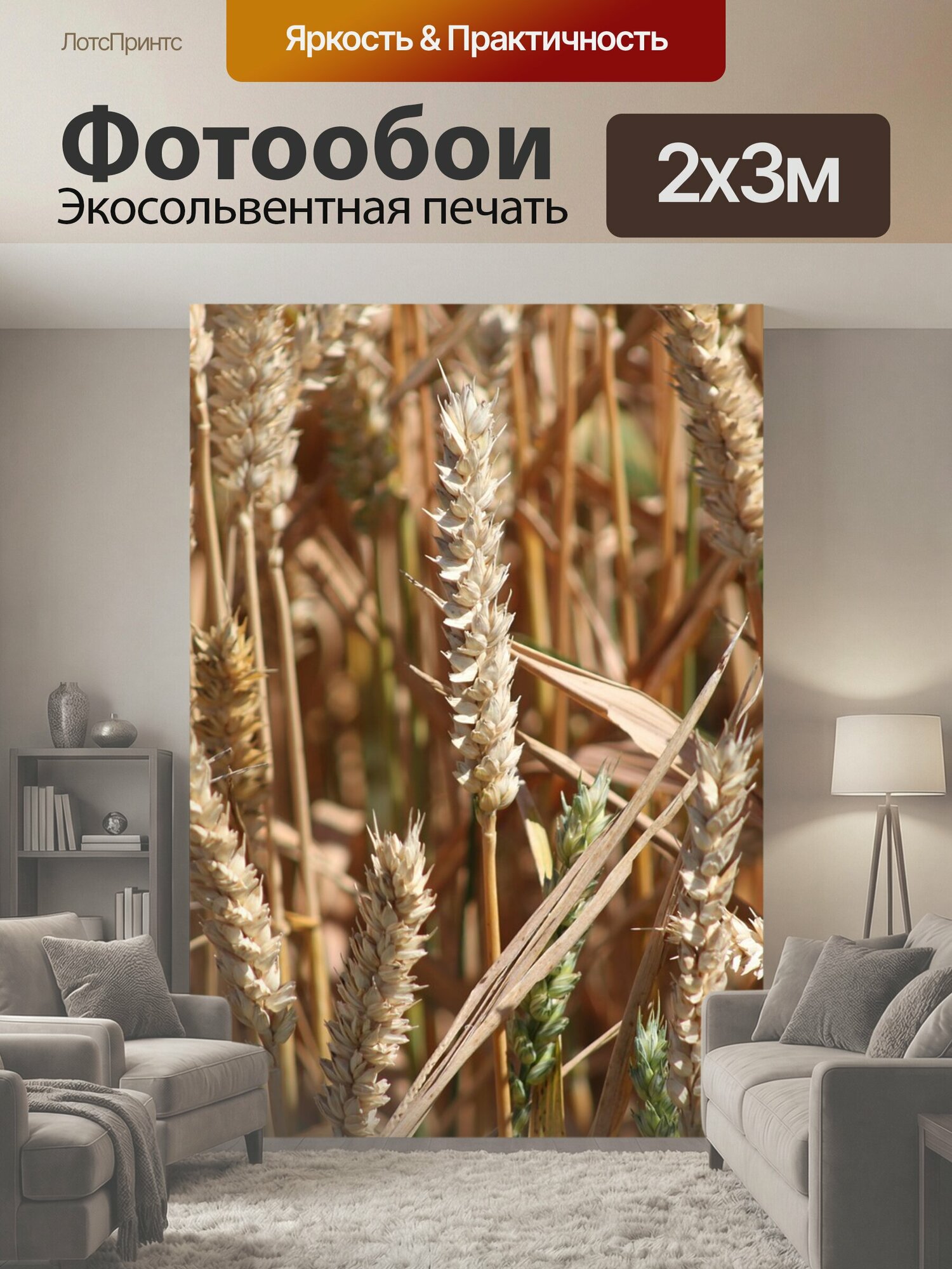 Фотообои "Зерно, фермер, уборка урожая" 200x300 см. экосольвентная печать