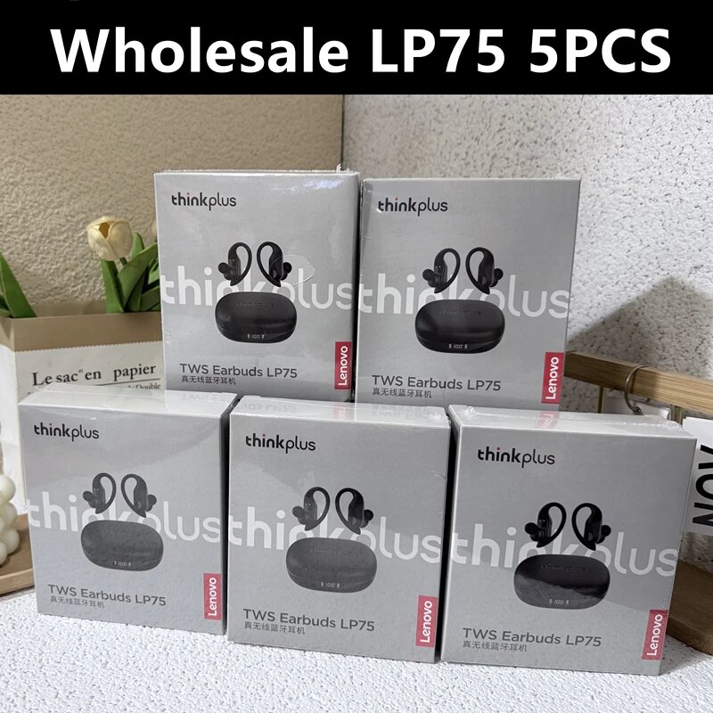 Lenovo LP75 Bluetooth 5.3 TWS спортивные наушники Black 5