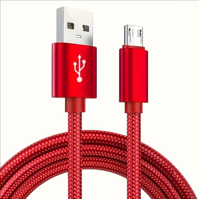 Кабель Micro USB для синхронизации и зарядки, нейлоновая оплетка, высокая скорость передачи данных, длина 3 м, красный