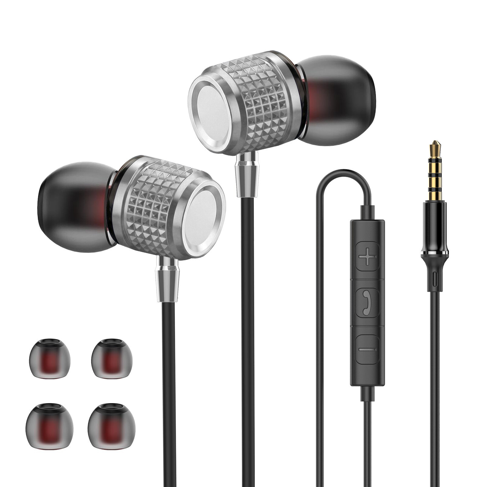 Внутриканальные проводные наушники HiFi Heavy Bass, металлические, с шумоподавлением, разъем 3.5 мм, серебристый