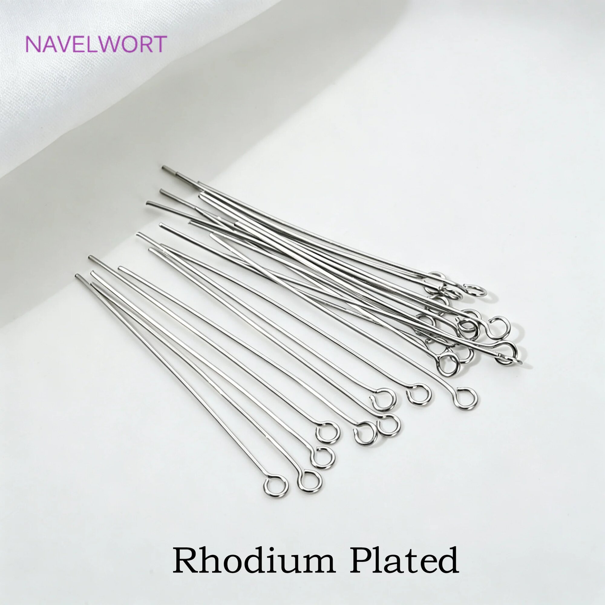 Булавки для бижутерии NAVELWORT, Rhodium Plated, 0.7mmx40mm