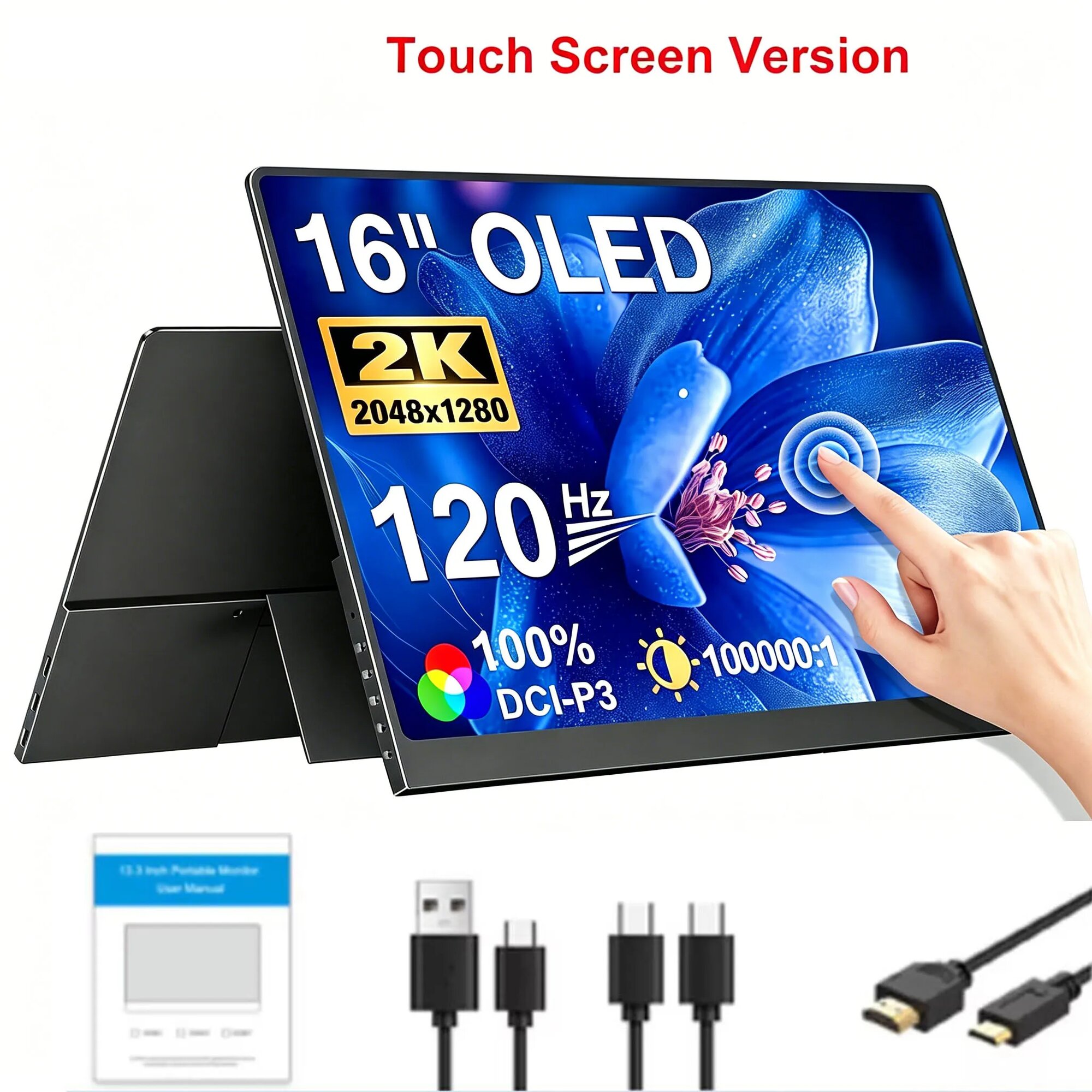 WonTim 16-дюймовый портативный монитор 2048x1280 OLED 120Гц Touch Version