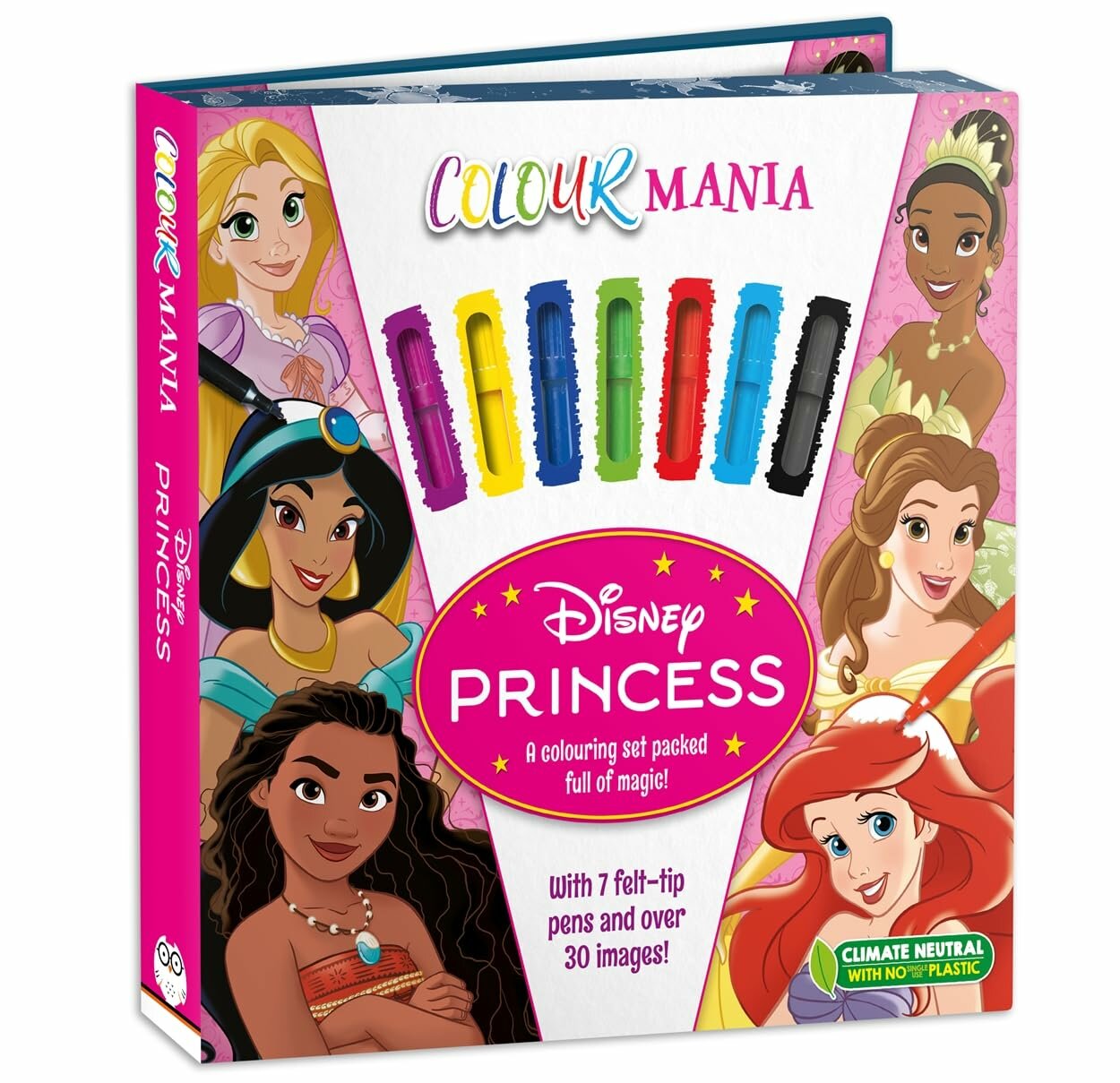 Раскраска детская с фломастерами Disney Princess. Colourmania на английском языке