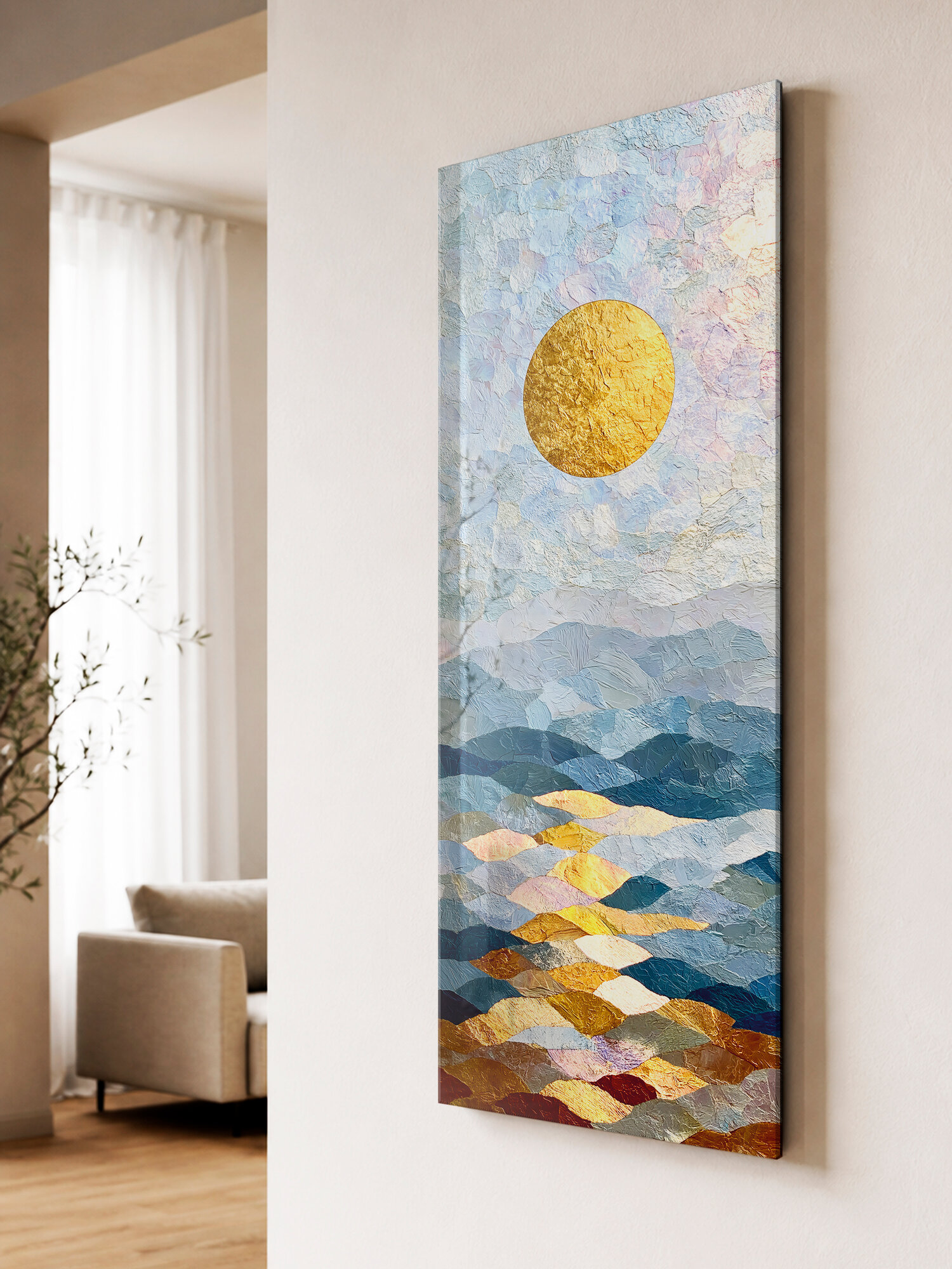 Большая картина Postermarket "Морской пейзаж" на стекле, 40 х 100 см.