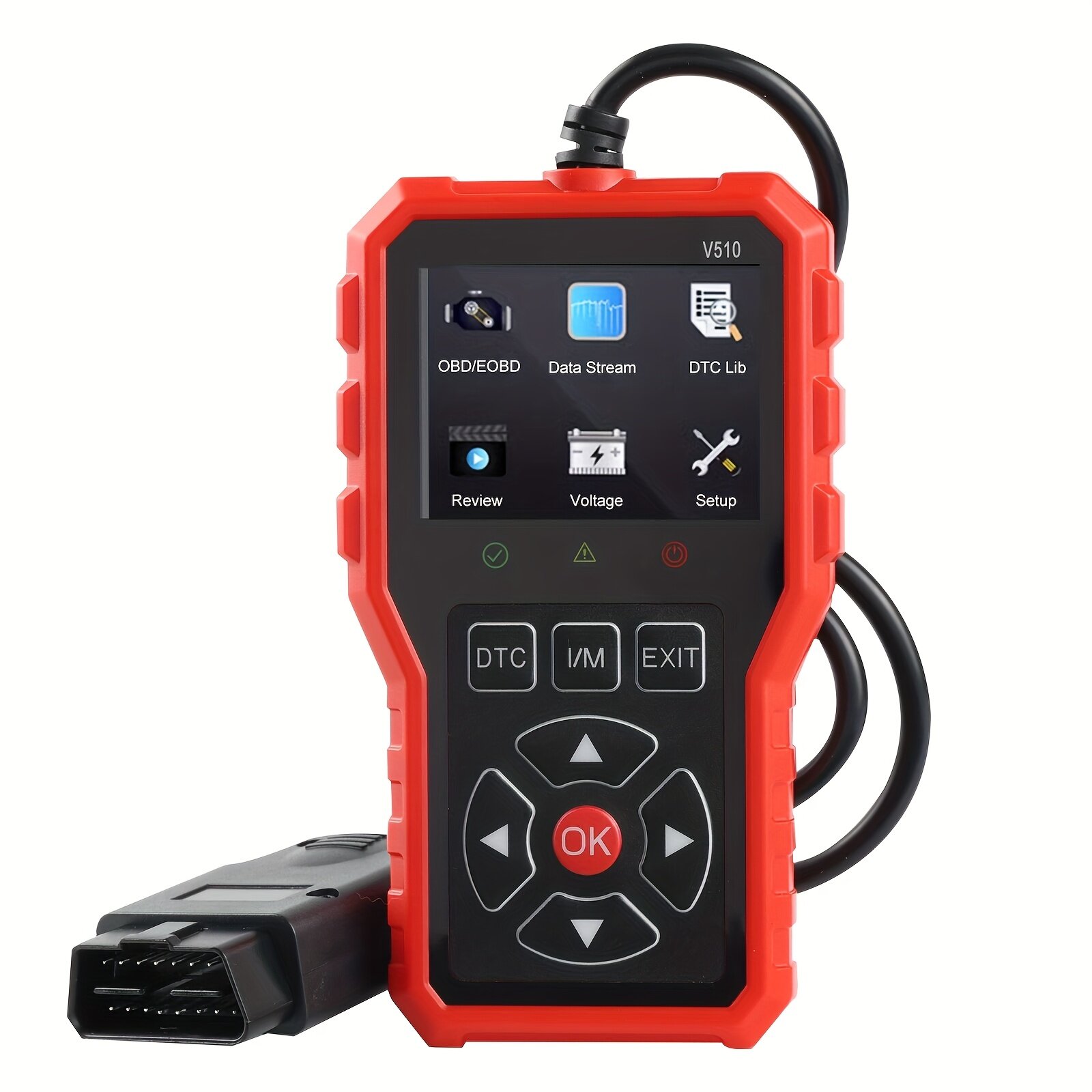 Автомобильный диагностический сканер OBD2 V510 для считывания ошибок двигателя и CAN-диагностики, совместимый с автомобилями с 1996 года, красный, без аккумулятора
