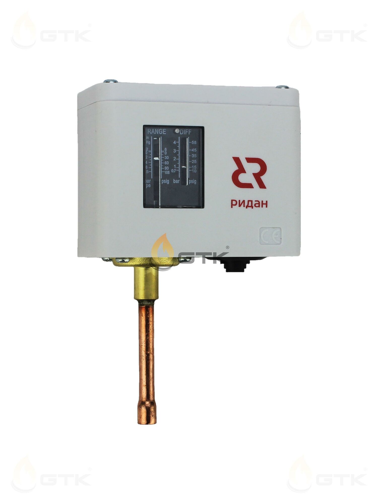 Реле давления Ридан KP1 -0.2-7.5 бар дифф. 0.7-4 бар ODF 1/4" IP44, 070-111066R
