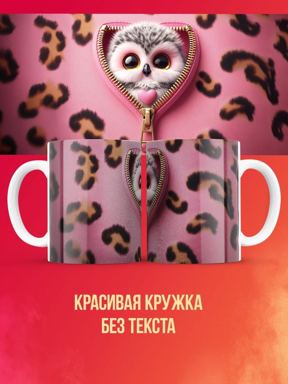 Кружка девушке на молнии с сердцем сова