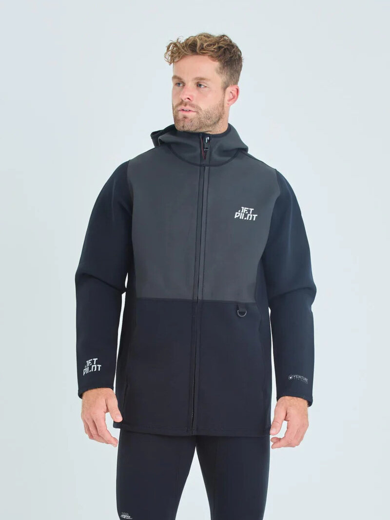 Гидрокуртка мужская с капюшоном для водных видов спорта Jetpilot heatseeker tour coat black, размер XL