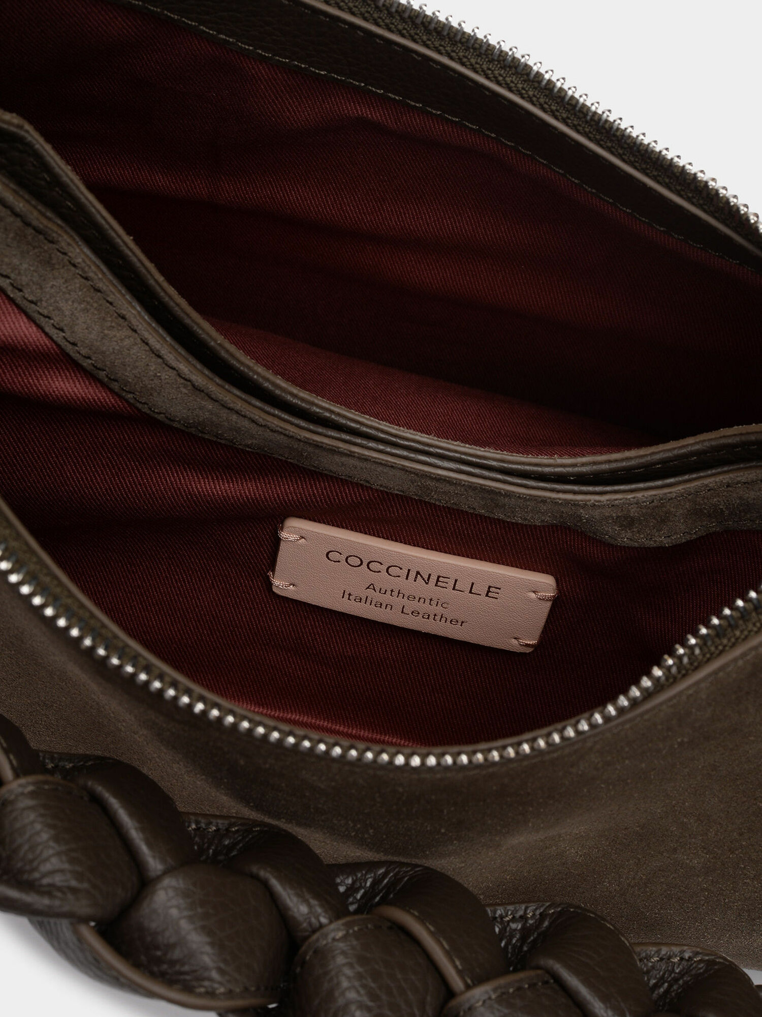 Сумка хобо COCCINELLE BOHEME SUEDE, фактура зернистая, бархатистая, матовая, коричневый — фото 1