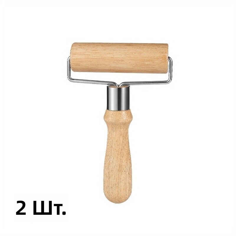 Деревянная скалка для выпечки, одноручная с толстой ручкой, 2 штуки