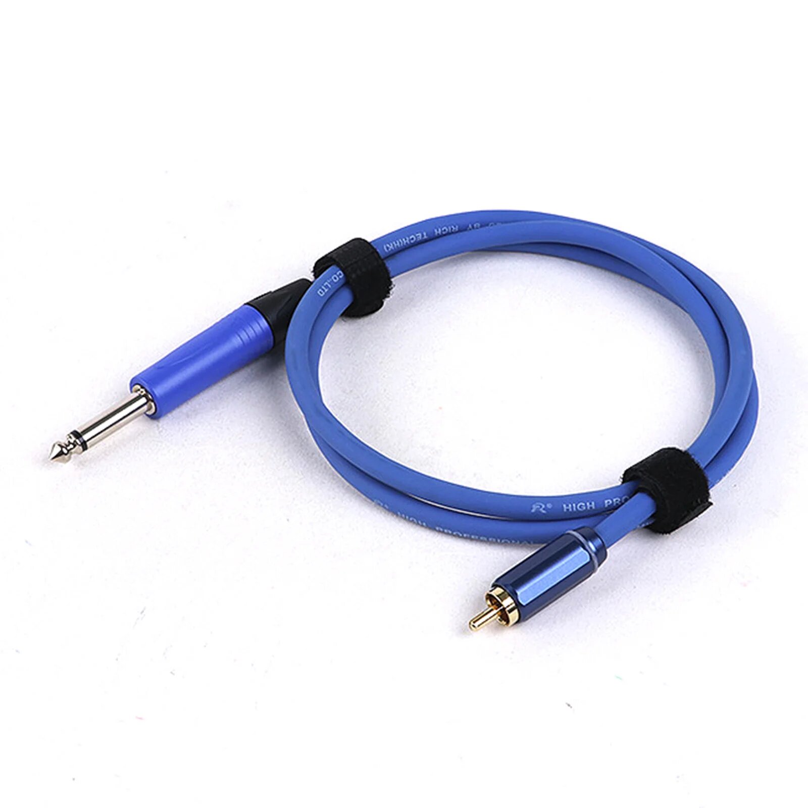 Аудиокабель RCA-Jack 6.35 мм, 2M, Blue-TS-RCA