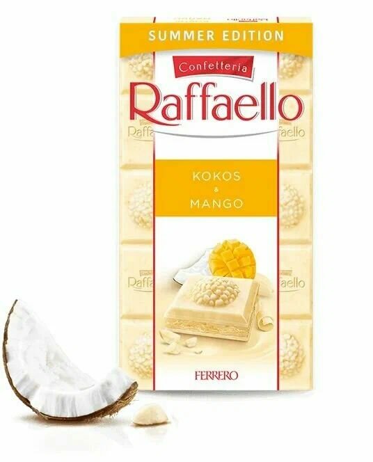 Белый шоколад Ferrero Raffaello, с Манго и Кокосом, 90 гр