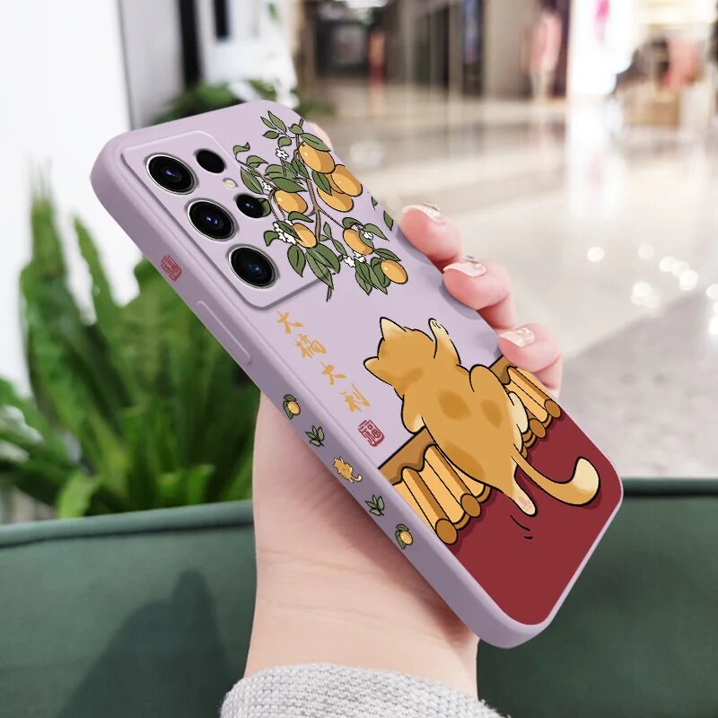 Чехол для телефона Cute Lively Cat для Samsung Galaxy S25 S24 S23 S22 Light Purple 1, Galaxy S25 FE