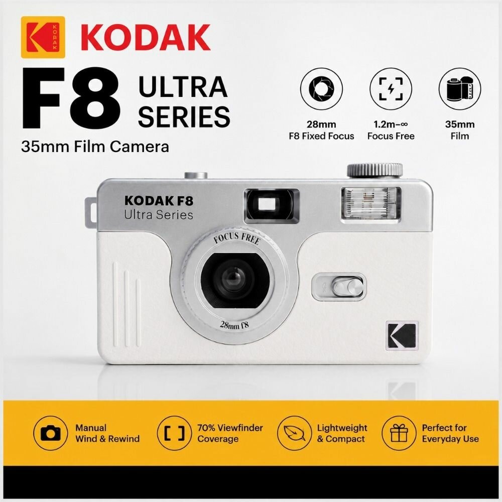 Kodak ULTRA F8 SERIES Пленочная Камера 35 Мм С Свободная Фокусировка Вспышка