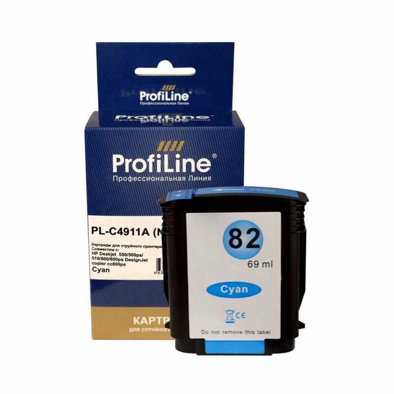 Картридж 82 для HP DesignJet 500, 510, 800, 500ps C4911A ProfiLine голубой