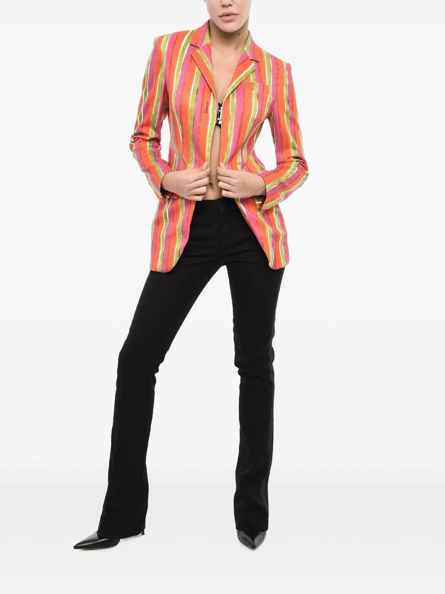 Пиджак DSQUARED2 Striped cut-out blazer, размер 38, оранжевый — фото 1