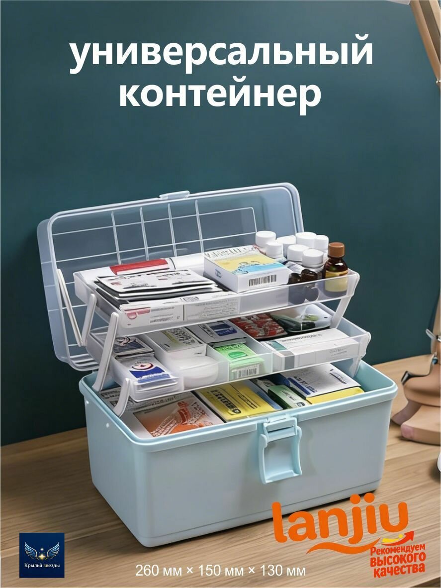 Коробка для хранения длина 26 см, ширина 15 см, синий 26х15 см синий для хранения