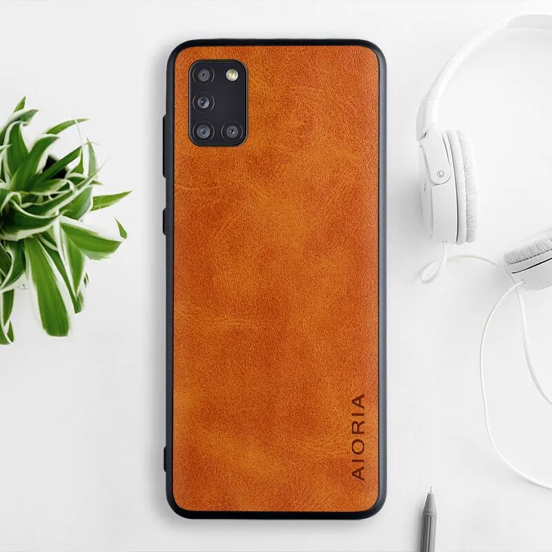 Кожаный чехол для Samsung Galaxy A11-A51, желтый